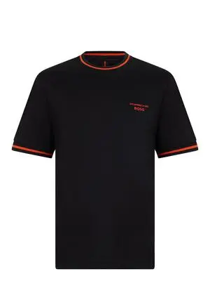 BOSS Regular-fit Cotton T-shirt With Contrast Edge Detailing - Black