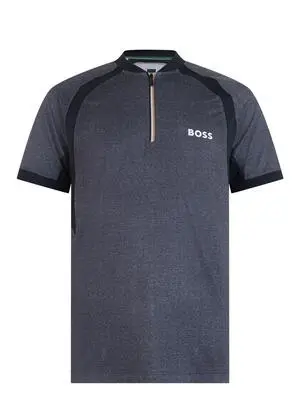 BOSS Technical Short Sleeve Zip Collar Shirt - Grey