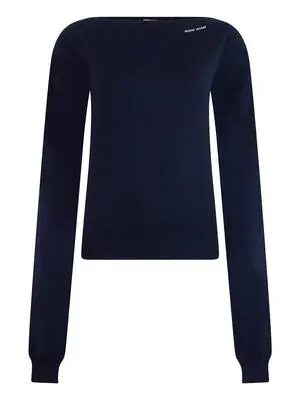 Miu Miu Virgin Wool Boat Neck Sweater - Blue