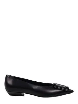 ROGER VIVIER Roger Vivier Pointed Toe Leather Ballet Flats Black