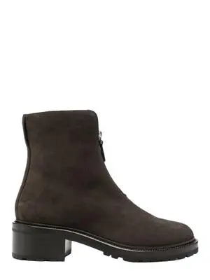 THE ROW Hike Suede Leather Zip Up Ankle Boots - Brown