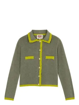 Mind Traveler Pistachio Trim Knit Cardigan - Green