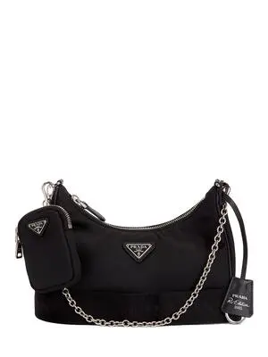 Prada Prada Re-edition 2005 Re-nylon Shoulder Bag In Beige Black