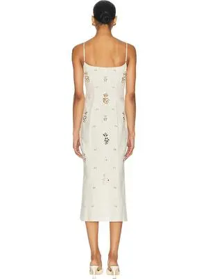 MIRROR PALAIS Regina Eyelet Linen Dress - Leite