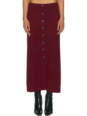 Altuzarra Callahan Cashmere Button Front Midi Skirt - Grenache