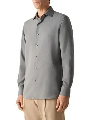 Zegna Cashco Cashmere & Cotton Button-up Shirt - Grey