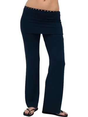 FIND ME NOW Brisa Studded Flare Leg Pants - Navy
