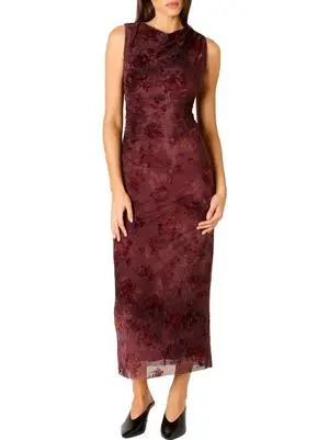 NIA Reese Sleeveless Floral Maxi Dress - Berry