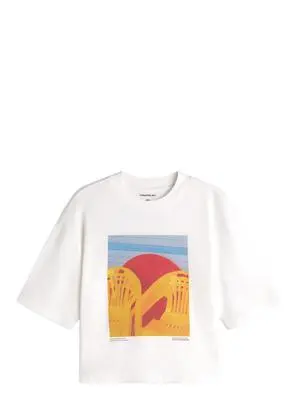 THINKING MU Yosigo Lena Oversize T-shirt With Graphic Print - White