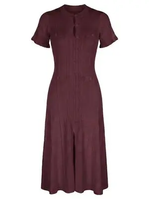 MODENAIRE Textured Knit Midi Dress Clean Silhouette - Red