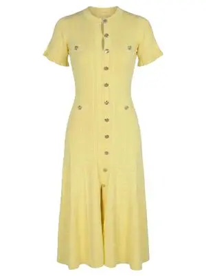 MODENAIRE Yellow Ribbed Knit Midi Dress Yellow