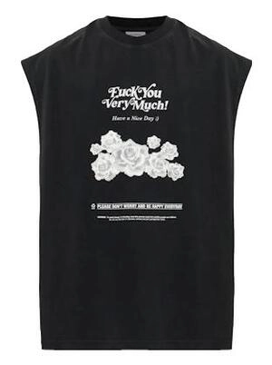 Vetements Fu Very Much Sleeveless T-shirt - Washed Black