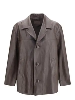 PRADA PRADA Leather Caban Jacket