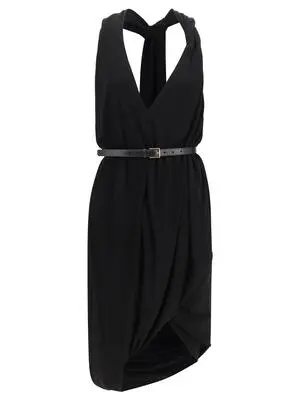 Loewe Draped Viscose Crepe Jersey Halterneck Maxi Dress - Black