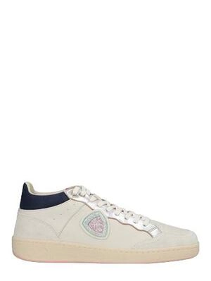 BLAUER. Leather And Textile Low-top Sneakers With Logo Embellishment - Cream