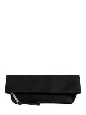 Dsquared2 Leather Fold-over Clutch With Statement Zip Pull - Black