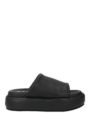STRATEGIA Leather Slide Sandals - Black