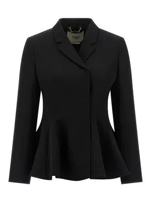 Fendi Grain De Poudre' Blazer - Black