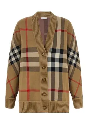 Burberry Caragh Check V-neck Cardigan - Cream