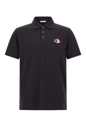 Moncler Triple Logo Polo Shirt - Blue