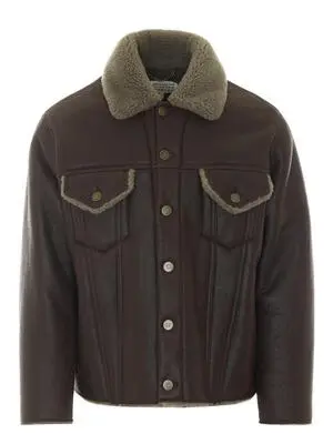 MAISON MARGIELA Waxed Shearling Jacket - Brown