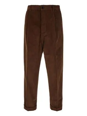 AMI Paris Brown Corduroy Relaxed Fit Trousers - Multicolor