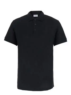 Burberry Eddie' Black Polo Shirt With Classic Collar And Ekd Embroidery On The Front In Cotton For - Multicolor