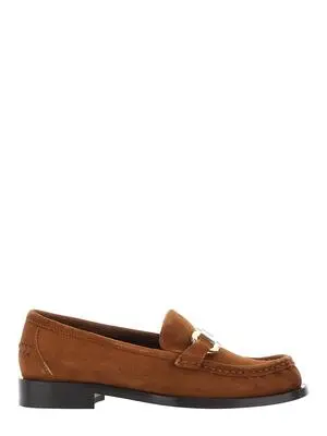 FERRAGAMO Marian' Loafer With Gancini Plaque On The Front In Suede For - Brown