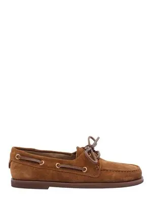 GIANVITO ROSSI Suede Lace-up Loafers - Brown