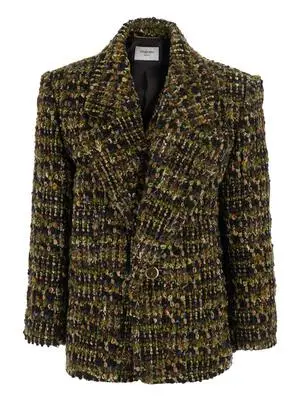 Saint Laurent Saint Laurent Women Green Single-Breasted Jacket With Notched Revers And Cassandre Engraving On The Button In Blend Wool For Women Multicolor