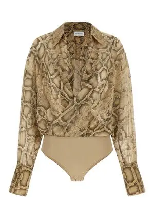 Andamane THE ANDAMANE Paloma Bodysuit In Python Print Cream