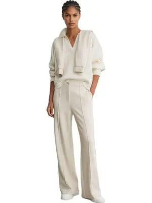 REISS Layla Petite Lyocell-wool Wide-leg Joggers - Ivory