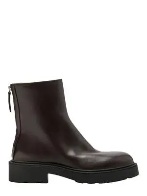 THE ROW Nobilis Leather Ankle Boots - Black