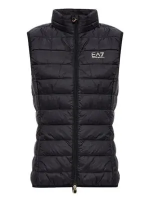 EA7 Logo Printed Zip-up Gilet - Black
