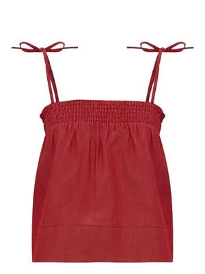 A.p.c. Smocked Square Neck Top With Slender Straps - Red