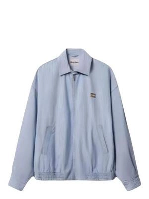 Miu Miu Striped Jacket With Spread Collar - Blue