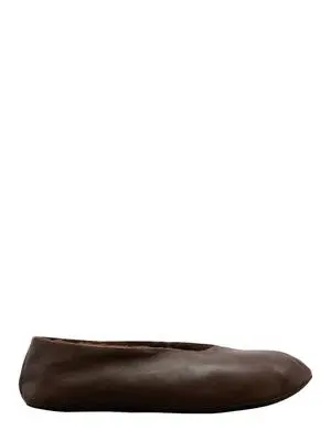 THE ROW The Row Stella Shearling-Trimmed Leather Ballet Flats Brown
