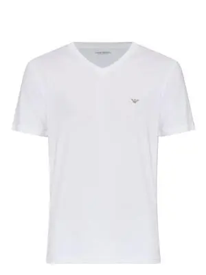 Emporio Armani V-neck Logo Undershirt - White