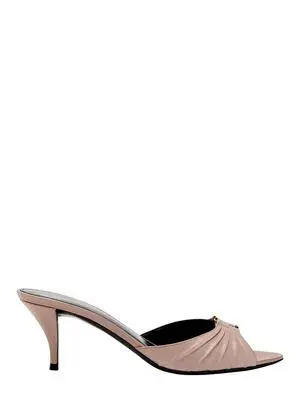 Saint Laurent Babylone 60 Pleated Grained Leather Mules - Beige