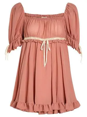 CHLOÉ Gathered Silk-georgette Mini Dress