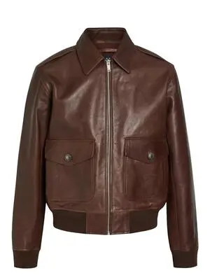 A.p.c. Leather Bomber Jacket - Brown