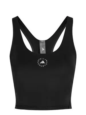 Stella McCartney X Adidas Logo-print Cropped Stretch-jersey Top - Black