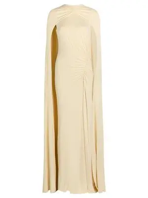 Simkhai Demi Draped Cape Jersey Gown - Yellow