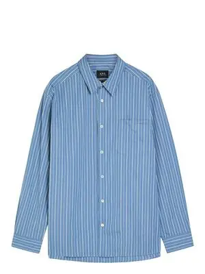 A.p.c. Striped Cotton-poplin Shirt - Light Blue