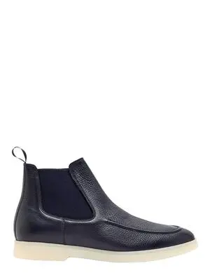 AURELIEN Aurélien City Grained Leather Chelsea Boots Navy