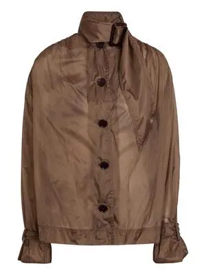 Saint Laurent Nylon Jacket With Tie Detail - Brown