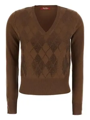 Max Mara Max Mara Argyle-Pattern Stud-Embellished Sweater Chestnut