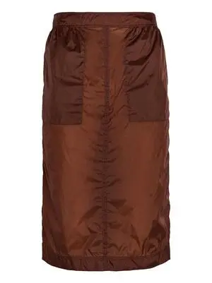 Saint Laurent Nylon Midi Skirt - Brown