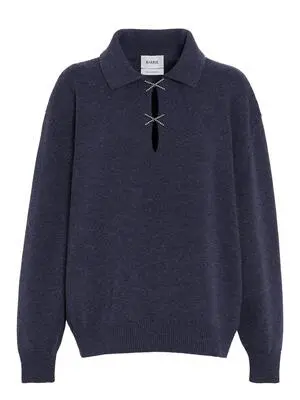 BARRIE Cashmere Sparkling Cross Polo Sweater - Black