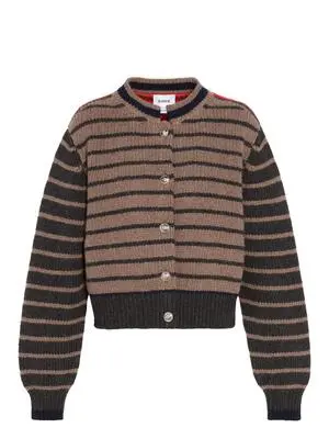 BARRIE Cashmere Striped Cropped Cardigan - Stripe